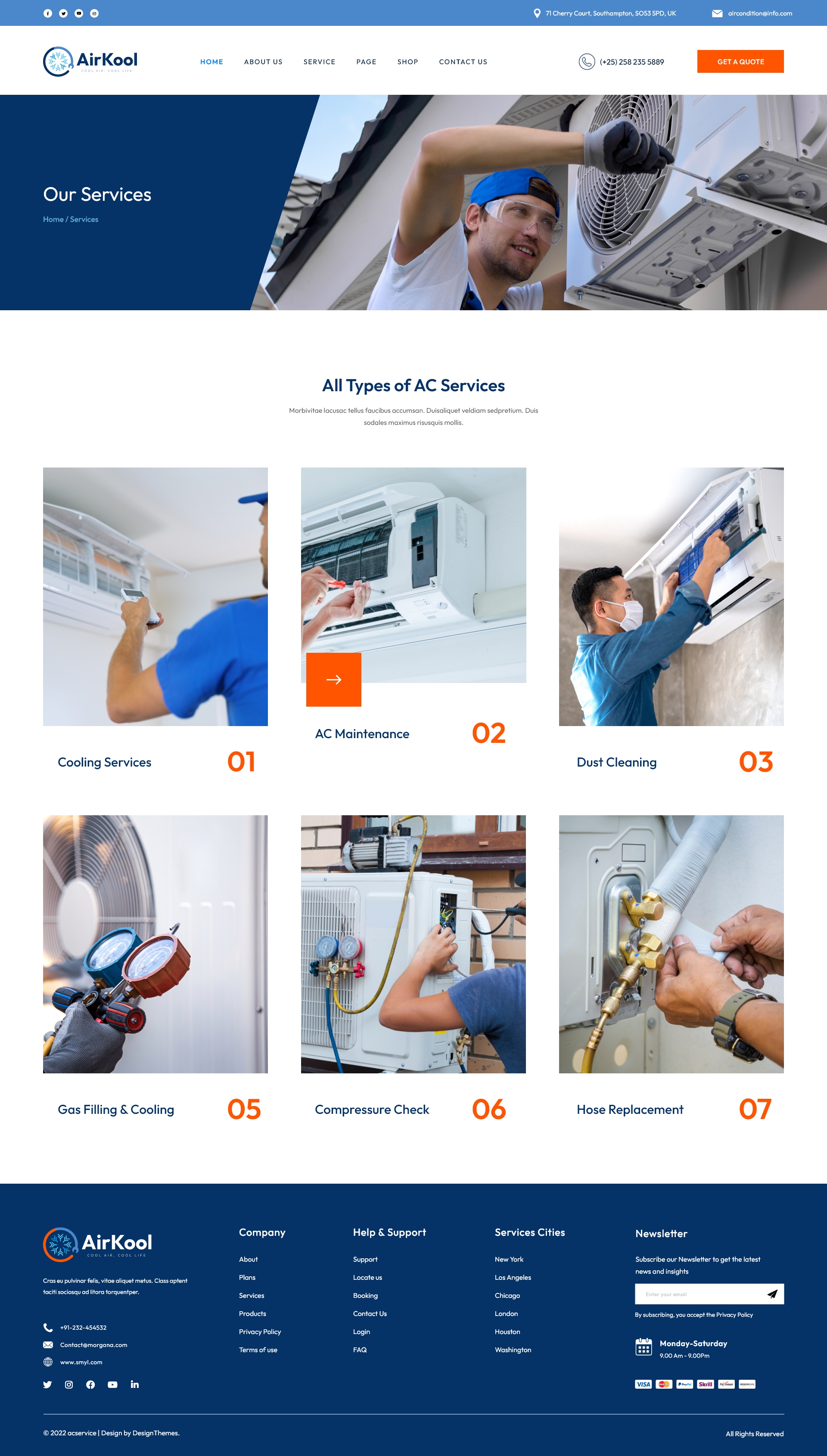AirKool - Air Conditioning & Heating Company XD Website Design Template by venusweb